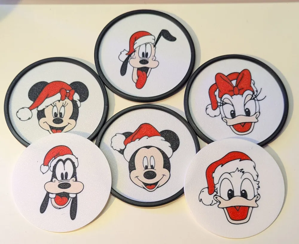 Mickey Christmas Coaster Set - SFModular Type A - Free 3D Print Model ...