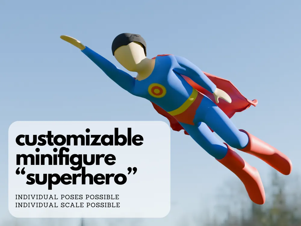 H0 Scale Minifigure "Superhero" by Max MakerWorld: Download Free 3D Models