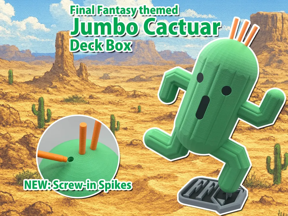 Final Fantasy Jumbo Cactuar Deck Box for MTG by Nikko MakerWorld: Download Free 3D Models