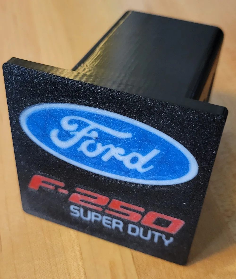 FORD F250 TRAILER HITCH PLUG - Flat Print on Face - Free 3D Print Model ...