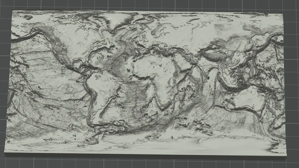 Mapa del Mundo – Topografía & Batimetría por ThreePoles MakerWorld ...