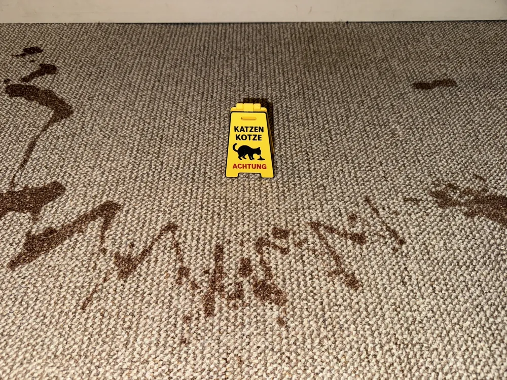 Mini Warning Sign "Cat Vomit" by Daniel MakerWorld: Download Free 3D Models