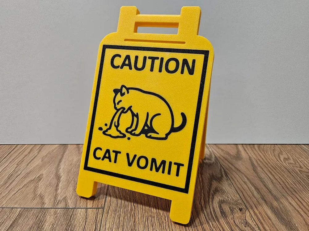 CAUTION CAT VOMIT SIGN [NO AMS] [NO SUPPORT] - Free 3D Print Model ...