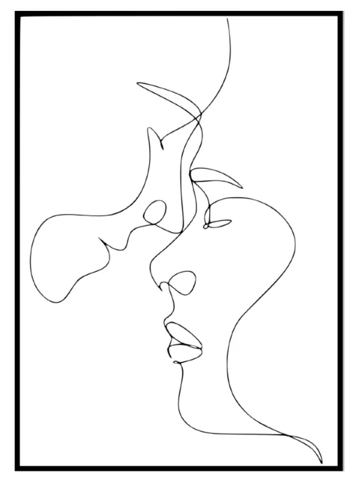 Minimalist Kiss - Continuous Line Art Wall Decor - Free 3D Print Model ...