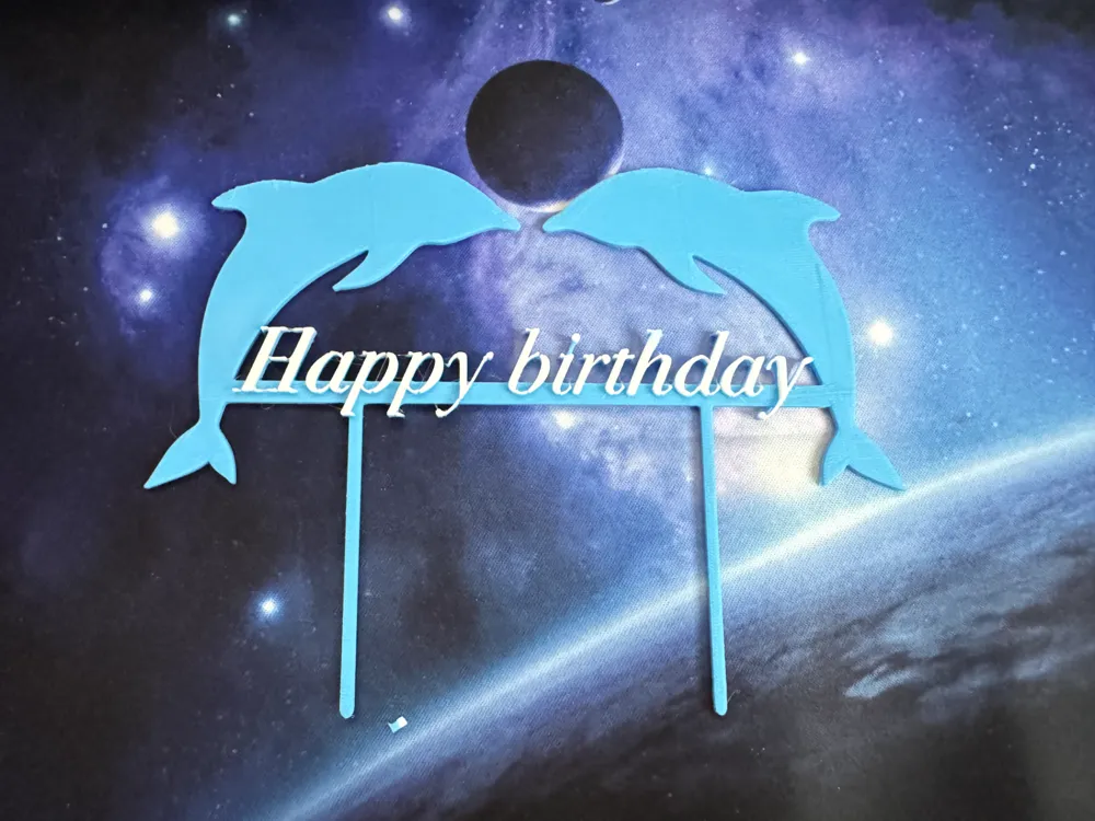 happy birthday dolphin topper by sgenos - MakerWorld