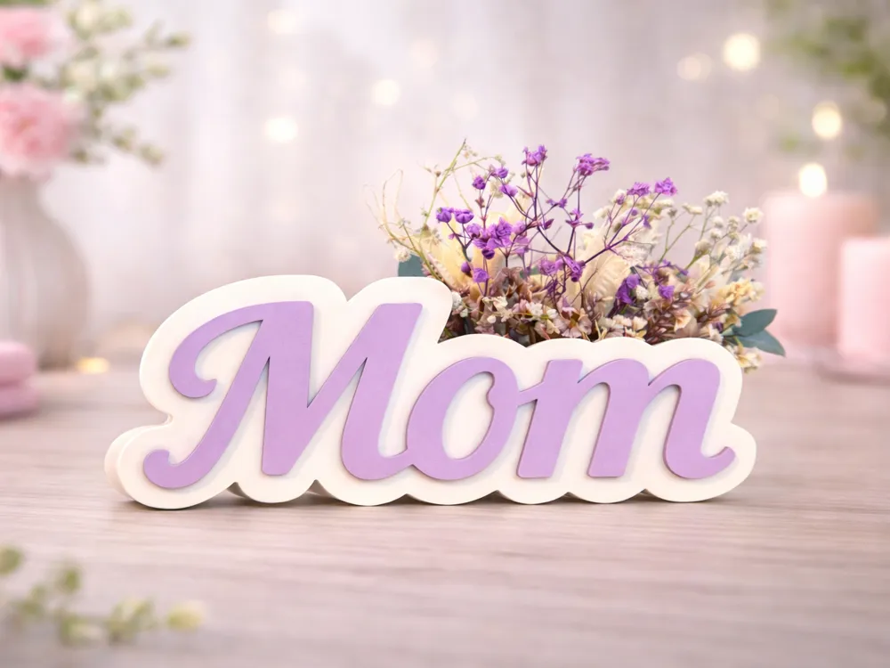 Mom Display Stand – Mother’s Day Flower Vase - Free 3D Print Model ...