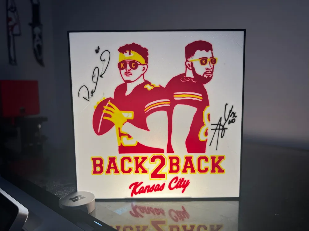 Kansas City Chiefs Back 2 Back inspired LED lightbox. by P78 - MakerWorld