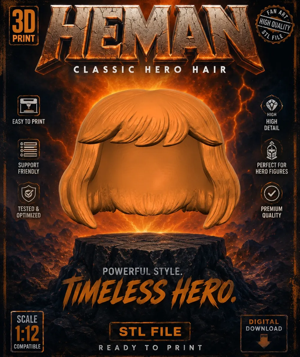 He-Man Hair Full size print - Free 3D Print Model - MakerWorld