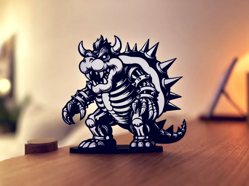 Skeleton Bowser – Super Mario 2D Silhouette Art by BluB - MakerWorld