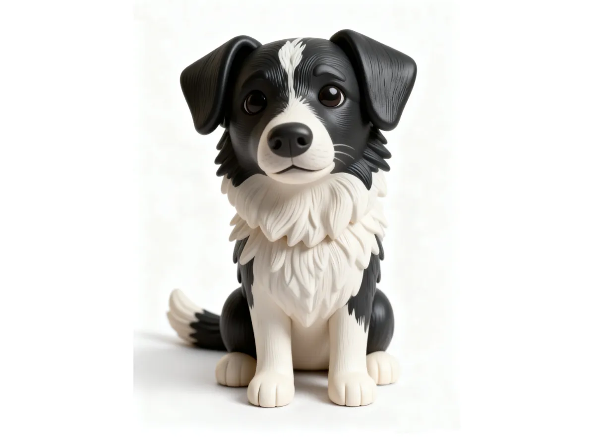 Estatueta de Cão Border Collie – Filhote Fofo Pastoreando - Modelo ...