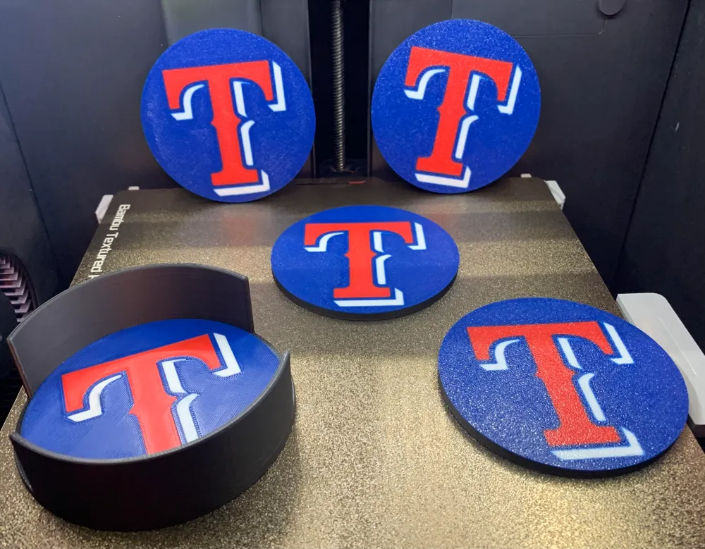 TX Rangers Coaster + caddy by HobbyMaine - MakerWorld