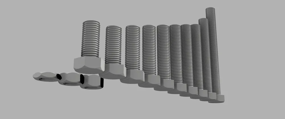 3D Printable Nuts & Bolts Set (M3 to M16) - Free 3D Print Model ...