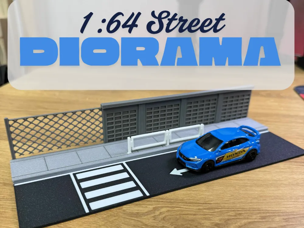 1:64 Desktop Diorama - Straight Street - Free 3D Print Model - MakerWorld