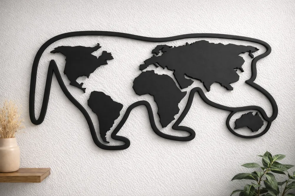 Mapa Gato Mundial - Modelo gratuito para impressão 3D - MakerWorld