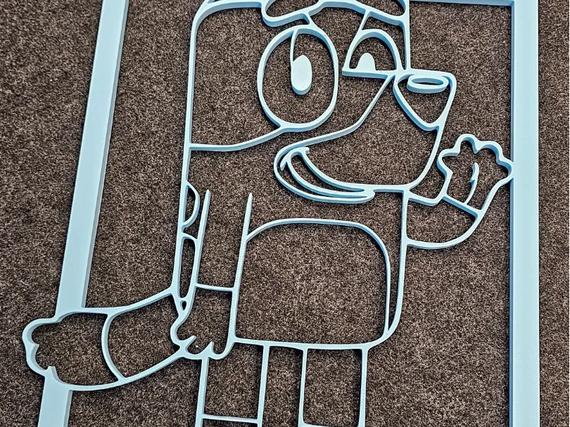 Bluey Line Art Sign - Free 3D Print Model - MakerWorld