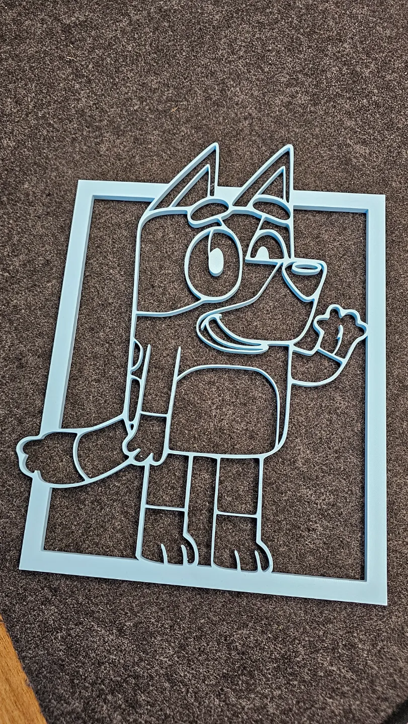 Bluey Line Art Sign - Free 3D Print Model - MakerWorld
