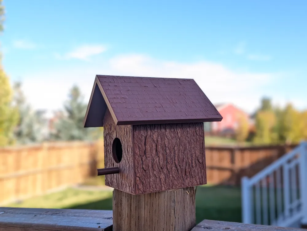 Simple Sturdy Bird House with Bark texture by CreeaFabra MakerWorld ...