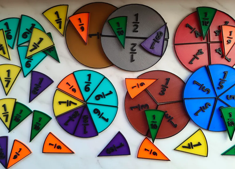 Fraction Discs and Box - Free 3D Print Model - MakerWorld