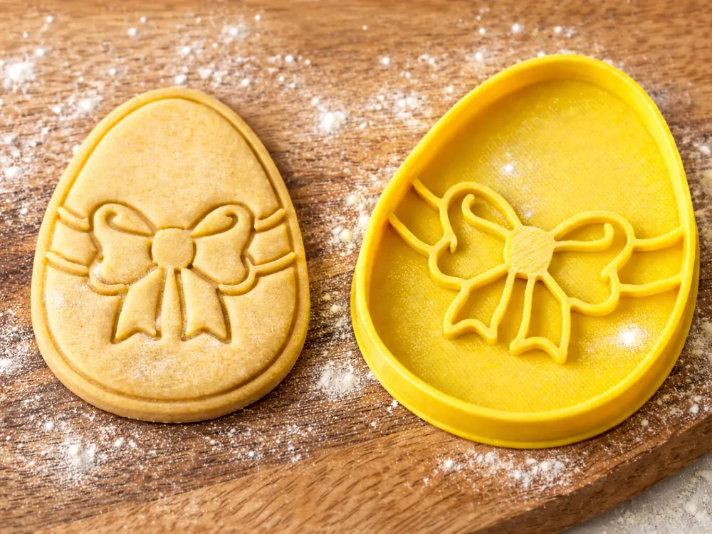 Easter egg cookie cutter with stamp - Free 3D Print Model - MakerWorld