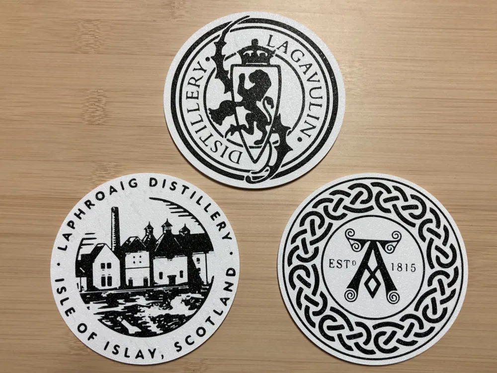 Islay Scotch Whisky Coaster Set by parabellumix - MakerWorld