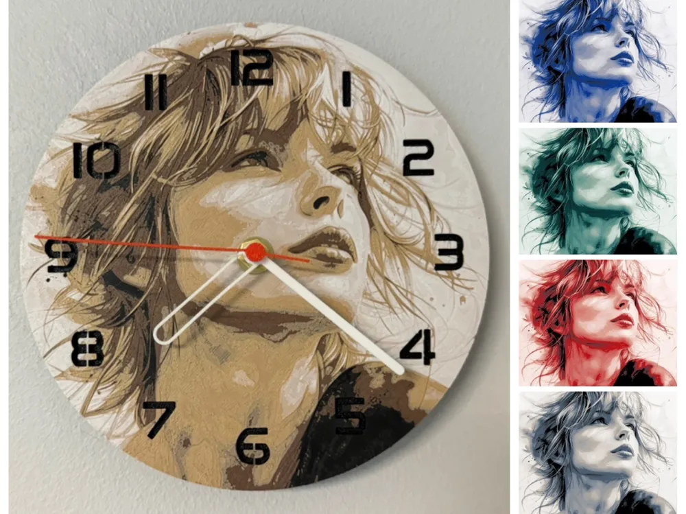 Wall / Desk Clock Taylor Swift +HueForge by cP3D - MakerWorld