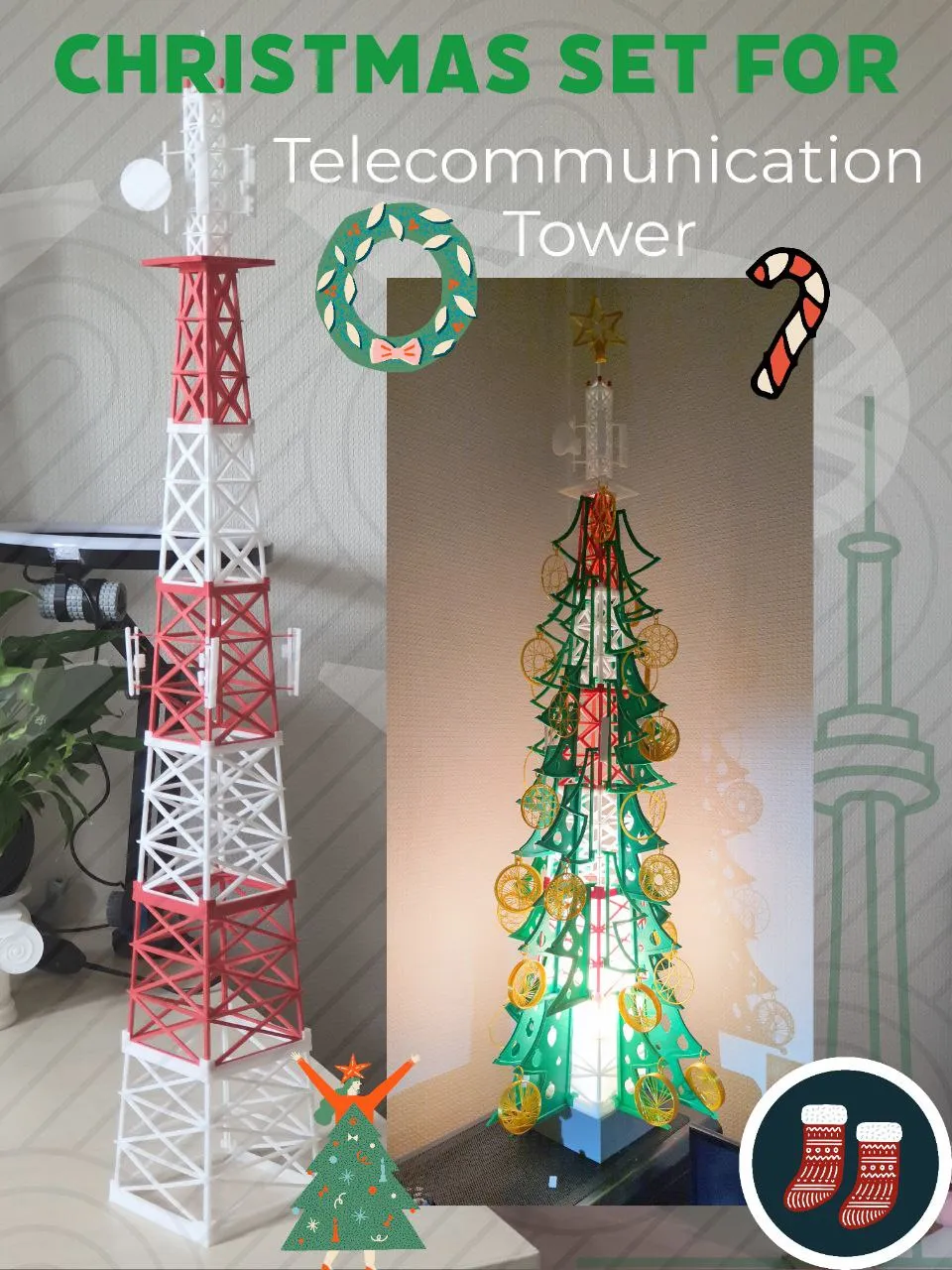 Christmas set for Telecom tower model by Dadikonna MakerWorld: Download ...