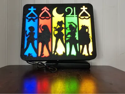 Sailor Moon Silhouette (6 Colors) LED Light Box by MayHem - MakerWorld