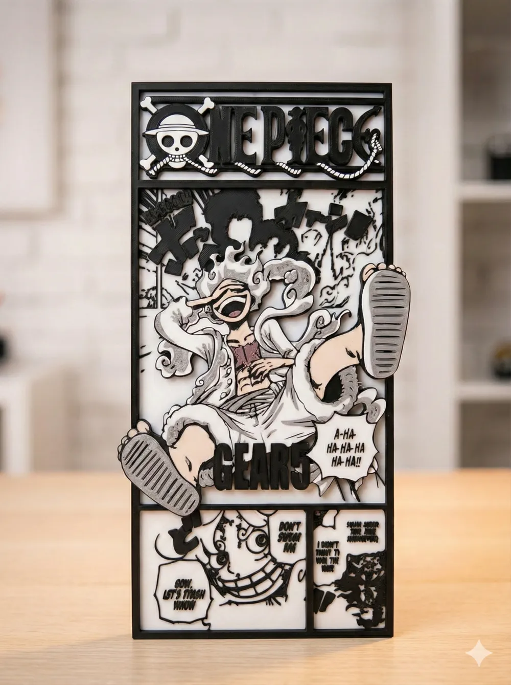 Manga Panel - Luffy Gear 5 - Free 3D Print Model - MakerWorld