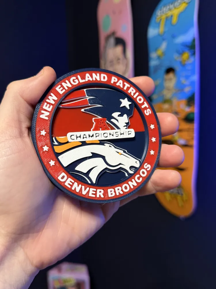 AFC 2026 Championship Coaster Patriots vs Broncos - Free 3D Print Model ...