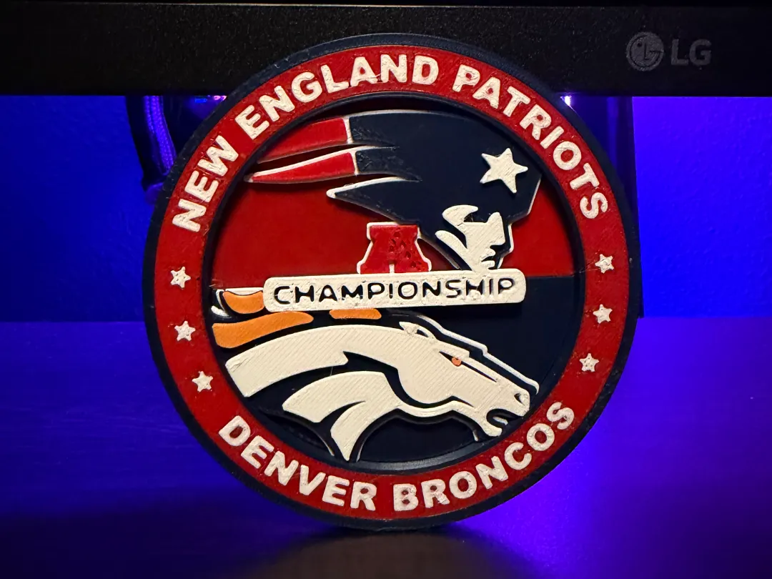 AFC 2026 Championship Coaster Patriots vs Broncos - Free 3D Print Model ...