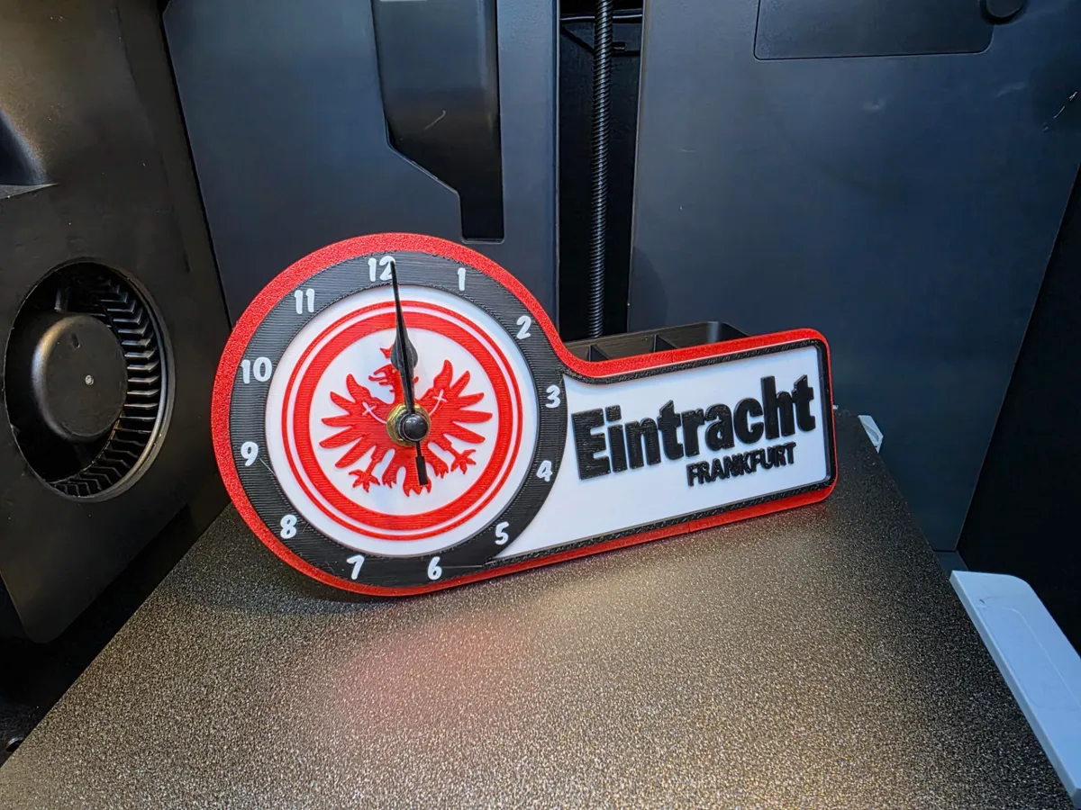 Eintracht Frankfurt Clock Desk Organizer - Free 3D Print Model - MakerWorld