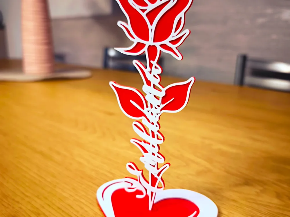 Rose with heart stand for Valentine's Day with name - Free 3D Print ...