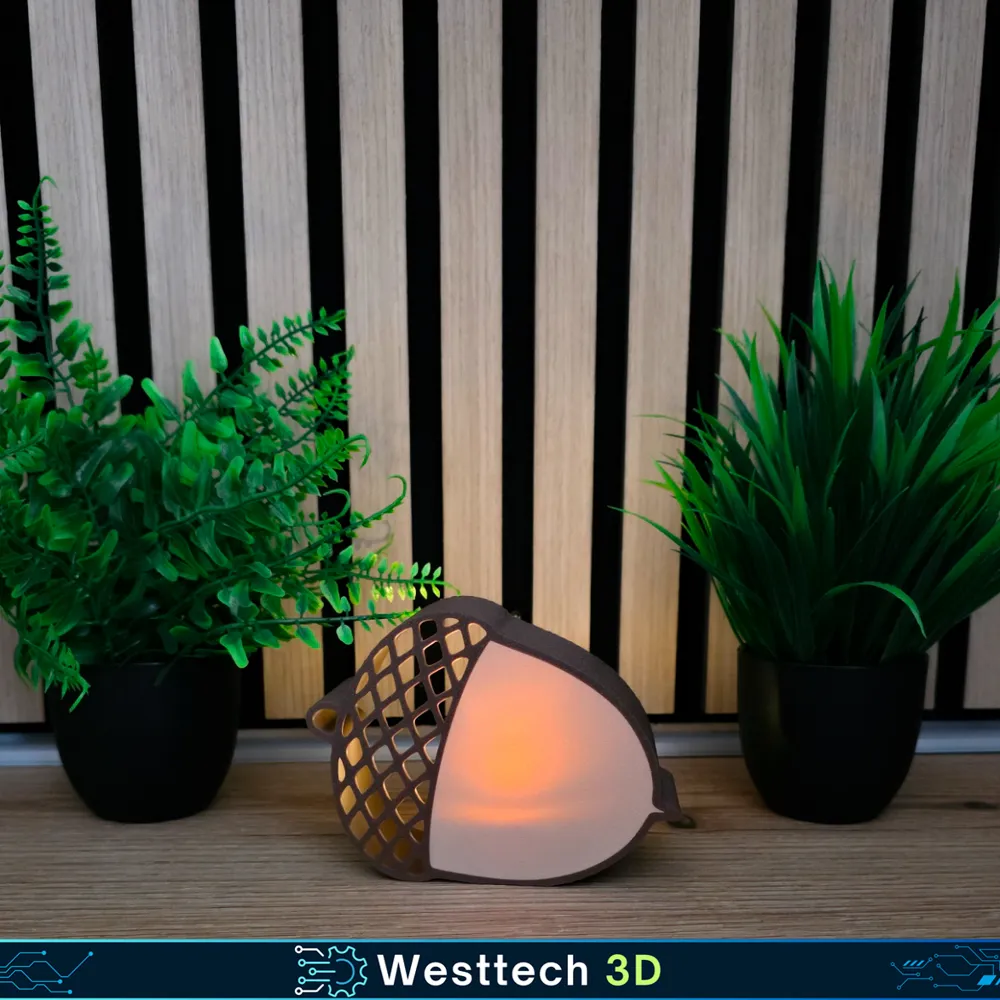 Eichel Deko mit Teelicht von Westtech 3D MakerWorld: Kostenlose 3D-Modelle herunterladen