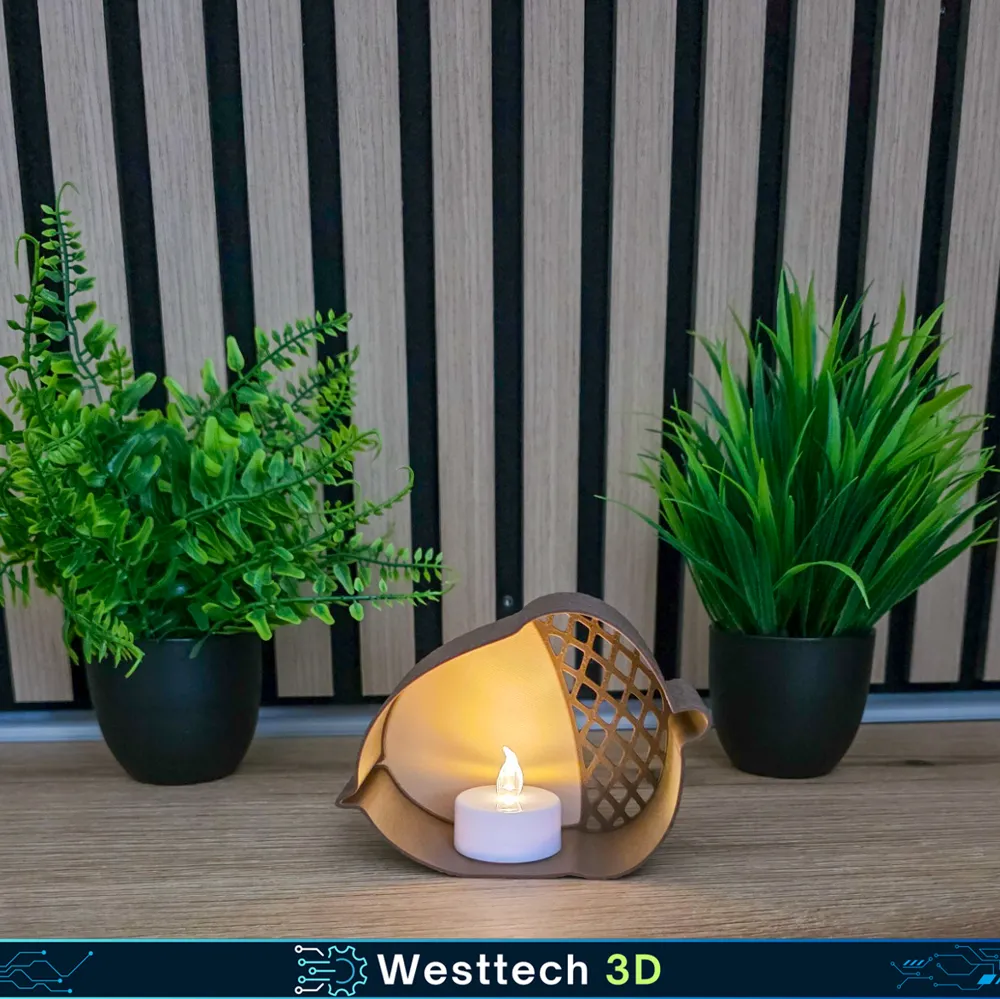 Eichel Deko mit Teelicht von Westtech 3D MakerWorld: Kostenlose 3D-Modelle herunterladen