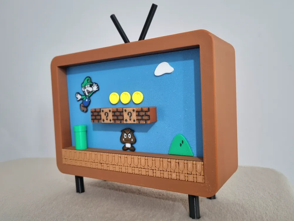 Super Mario Bros Level / Luigi / Retro Television - Free 3D Print Model ...