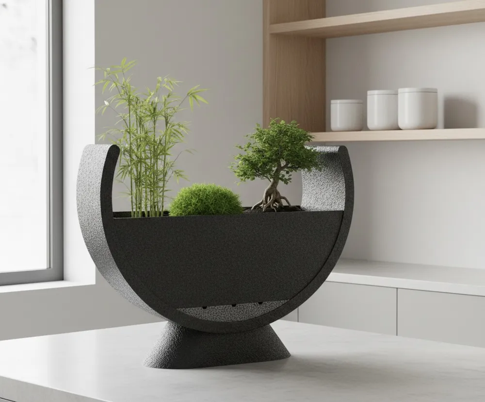 Curved Serenity: Minimalist Zen Planter - Free 3D Print Model - MakerWorld