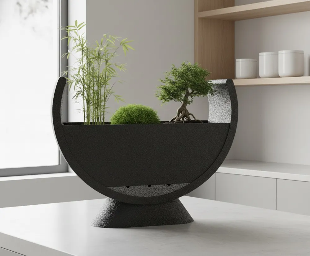 Curved Serenity: Minimalist Zen Planter - Free 3D Print Model - MakerWorld