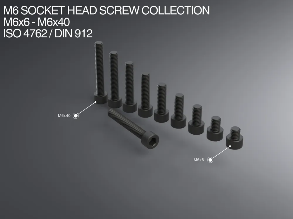 M6 Socket Head Screws x6-40 ISO 4762 / DIN 912 by Tycho Design - MakerWorld