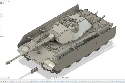 Tiger II Porsche Turret with Mesh Side Skirts 1/35 - Free 3D Print ...