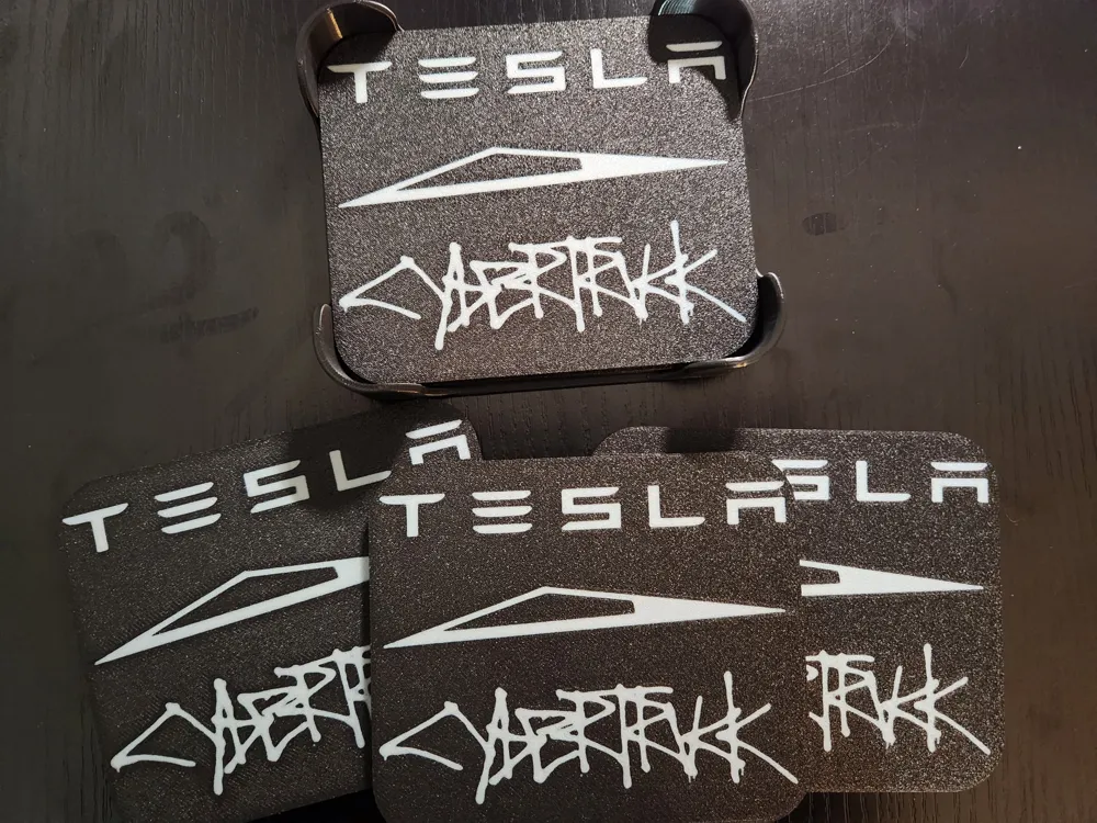 Tesla CyberTruck Coasters with stand by Fodelec MakerWorld: Download ...