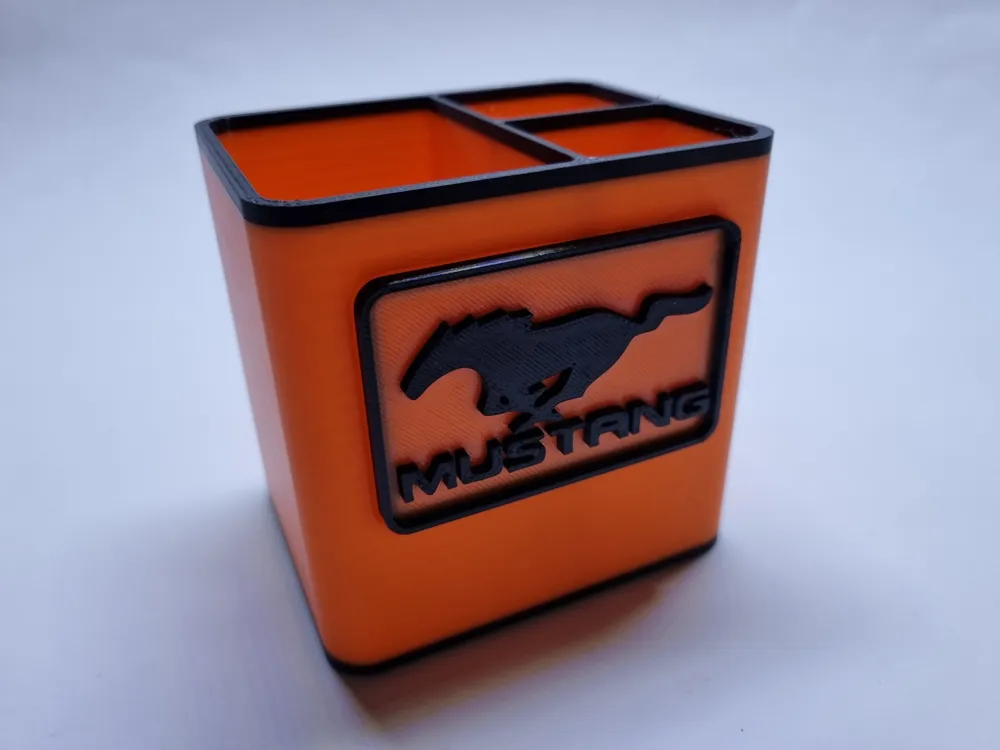 US Car Style Horse Emblem Pen Holder - Free 3D Print Model - MakerWorld