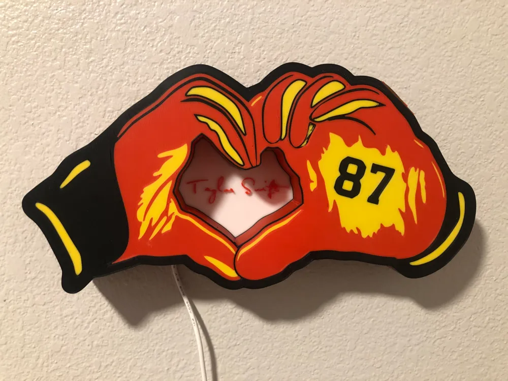 Any NFL Team / Player Heart Hands LED Sign - Fully Customizable Color ...