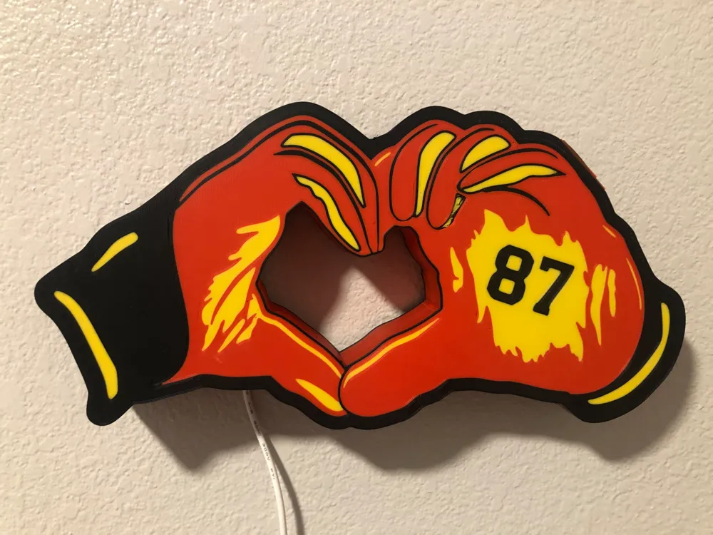 Any NFL Team / Player Heart Hands LED Sign - Fully Customizable Color ...