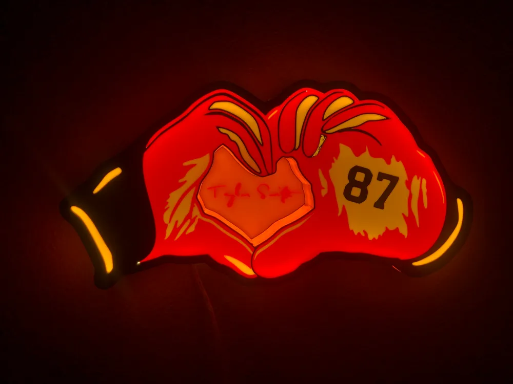 Any NFL Team / Player Heart Hands LED Sign - Fully Customizable Color ...