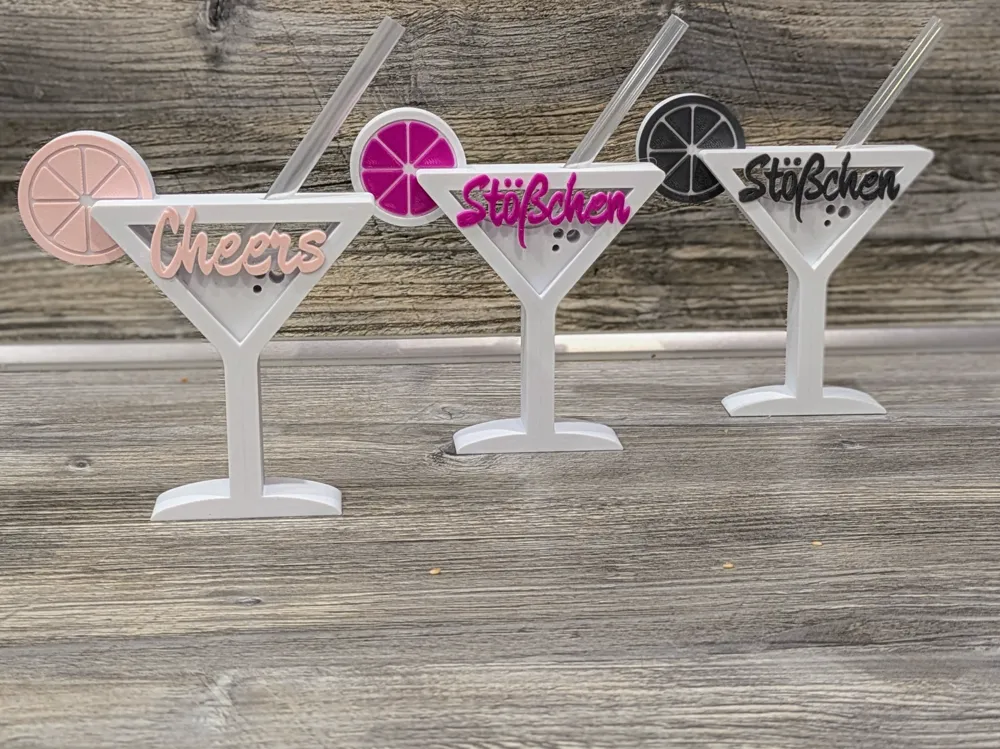 Party Cocktail Glass Decor – Cheers & Toasts by lov3d MakerWorld ...
