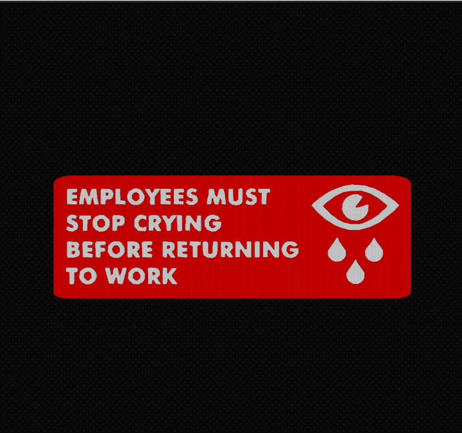 Sad employee sign - round version by dubmehard - MakerWorld