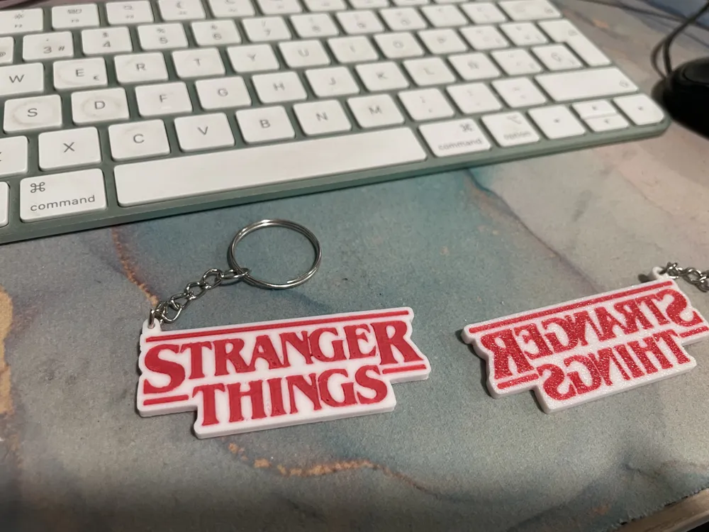 Stranger Things white logo keychain - Free 3D Print Model - MakerWorld