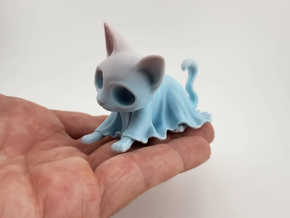 Cute Ghost Cat Halloween Figurine Kawaii Decor v2 - Free 3D Print Model ...