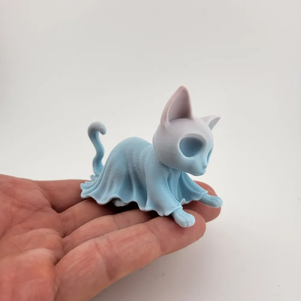 Cute Ghost Cat Halloween Figurine Kawaii Decor v2 - Free 3D Print Model ...
