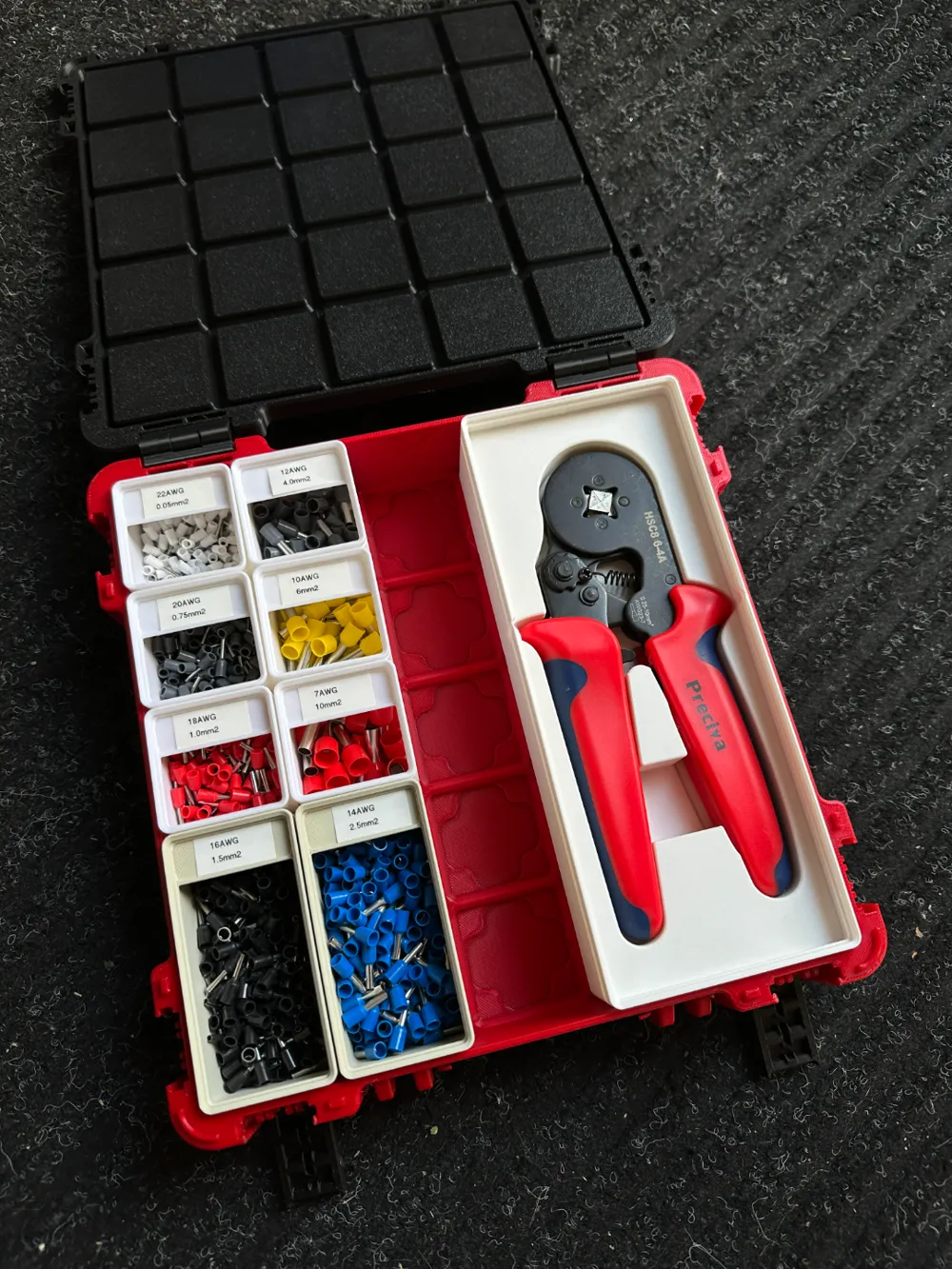 Gridfinity 5x2 Previca HSC8 6-4A Ferrule crimper by VersusMakes - MakerWorld